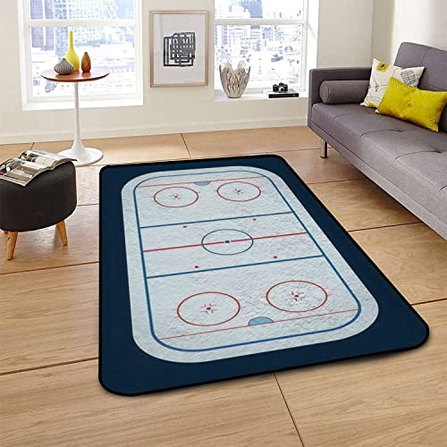 ZXHXIANTZ Modern Soft Area Rug of ice Hockey Rink Marking Detailed of top View eps10 3D Home Plush Rugs Non Slip Shaggy Carpets for Living Room Bedroom Kids Playroom Decor 4 x 5.2 ft, 4 feet X 5 feet