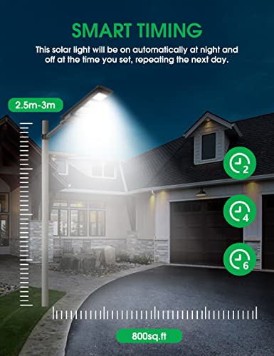 500W Solar Street Lights Outdoor, 20000 Lumens LED Solar Parking Lot Lights Outdoor Dusk to Dawn Sensor with Remote Control, 6000K Super Bright Commercial Lighting for Playground, Barn, Farm, 2 Pack