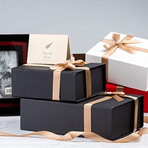 LIFELUM Large Gift Boxes 2 Pack 13 x 10 x 5 Black Gift Boxes for Presents Groomsmen Box with Ribbon Contains Card, Ribbon, Shredded Paper Filler