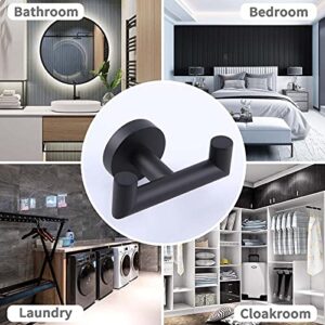 Angle Simple Double Towel Hook Matte Black 2 PCS, Stainless Steel Bathroom Robe Hook, Hand Towel Holder for Wall