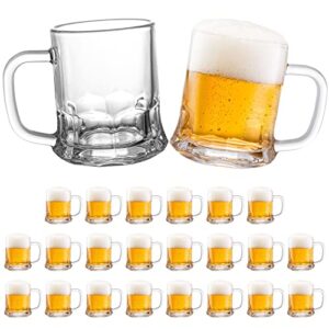 topzea set of 24 mini beer mug, 5oz mason beer mug glass beer steins tasting glasses for freezer, heavy base beer sampler shots glasses, beverage drinking glasses with handle