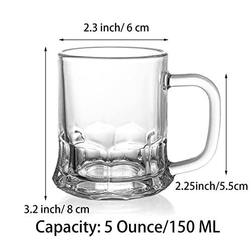 TOPZEA Set of 24 Mini Beer Mug, 5oz Mason Beer Mug Glass Beer Steins Tasting Glasses for Freezer, Heavy Base Beer Sampler Shots Glasses, Beverage Drinking Glasses with Handle