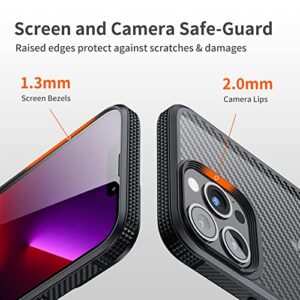 Auleegei Designed for iPhone 13 Pro Max Case, [Military Grade Drop Tested] Slim Thin Shockproof Phone Case Translucent Anti-Scratch Carbon Fiber Hard PC Back and Soft TPU Bumper Edge, 6.7 inch, Back