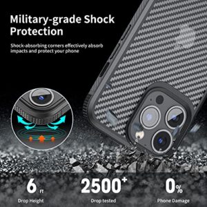 Auleegei Designed for iPhone 13 Pro Max Case, [Military Grade Drop Tested] Slim Thin Shockproof Phone Case Translucent Anti-Scratch Carbon Fiber Hard PC Back and Soft TPU Bumper Edge, 6.7 inch, Back