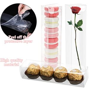 DEAYOU 50 PCS Clear Favor Boxes, Small Transparent Candy Gift Box, Plastic Rectangle Chocolate Packaging Box with Insert for Cookies, Treat, Macaron, Wedding, Party, Gift Wrapping, 6.2" x 1.4" x 1.3"