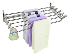 xmcx wall mounted laundry drying rack space-saver retractable fold away clothes drying rack clothes hanger for balcony laundry bathroom bedroom easy storage (size : 50cm/19.7in)