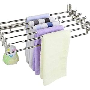 XMCX Wall Mounted Laundry Drying Rack Space-Saver Retractable Fold Away Clothes Drying Rack Clothes Hanger for Balcony Laundry Bathroom Bedroom Easy Storage (Size : 50cm/19.7in)