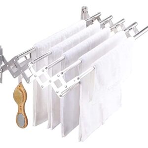 XMCX Accordion Wall Mounted Laundry Drying Rack Expandable Foldable Clothes Drying Rack Airer 304 Stainless Steel Dryer Collapsible Space Saver Easy Storage (Size : 50cm/19.7inch)