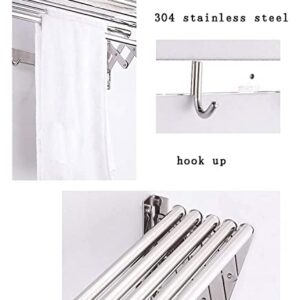 XMCX Accordion Wall Mounted Laundry Drying Rack Expandable Foldable Clothes Drying Rack Airer 304 Stainless Steel Dryer Collapsible Space Saver Easy Storage (Size : 50cm/19.7inch)