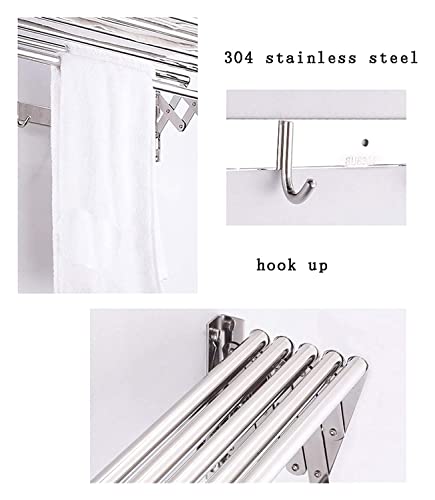 XMCX Accordion Wall Mounted Laundry Drying Rack Expandable Foldable Clothes Drying Rack Airer 304 Stainless Steel Dryer Collapsible Space Saver Easy Storage (Size : 50cm/19.7inch)