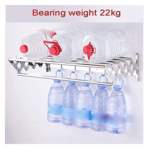 XMCX Accordion Wall Mounted Laundry Drying Rack Expandable Foldable Clothes Drying Rack Airer 304 Stainless Steel Dryer Collapsible Space Saver Easy Storage (Size : 50cm/19.7inch)