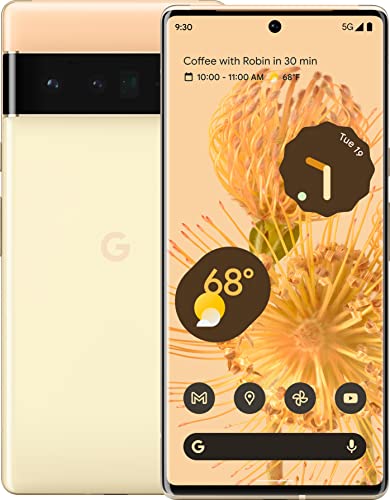 Google Pixel 6 Pro 5G 128GB 12GB RAM Factory Unlocked (GSM Only | No CDMA - not Compatible with Verizon/Sprint) International Version - Sorta Sunny