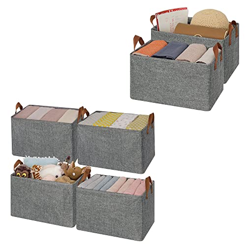 GRANNY SAYS Bundle of 4-Pack Fabric Storage Bins & 2-Pack Rectangle Storage Bins with Metal Frame