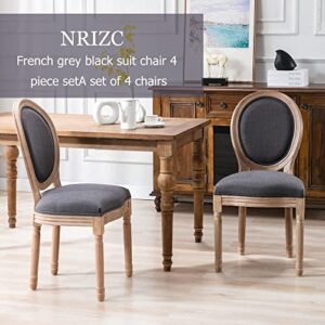 Nrizc French Country Dining Chairs Set of 4, Farmhouse Dining Chairs, Wood Round Back Dining Room Chair, for Dining Room/Living Room/Bedroom