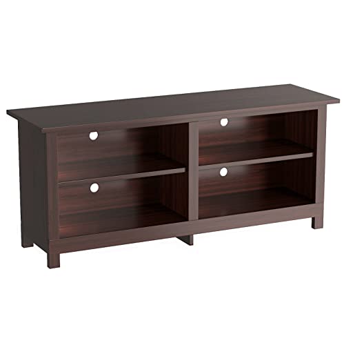 YESHOMY Classic 4 Cubby TV Stand for Televisions up to 65+ Inch, Media Entertainment Center Console Table with Four Open Storage Shelves & Cabinets, 58 Inch, 23.42” H x 15.75” D x 58.13” L, Espresso