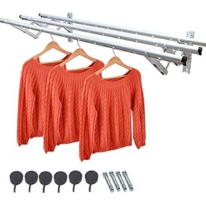 XMCX Extendable Folding Airer Clothes Drying Rack Wall Mounted Retractable Laundry Washing Cloth Line Bathroom Towel Rack Bar Easy Storage