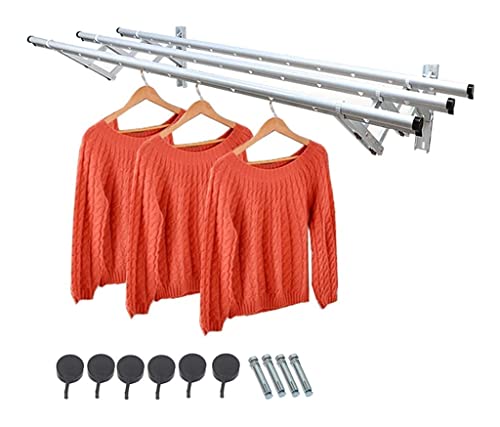 XMCX Extendable Folding Airer Clothes Drying Rack Wall Mounted Retractable Laundry Washing Cloth Line Bathroom Towel Rack Bar Easy Storage