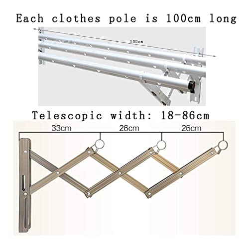 XMCX Extendable Folding Airer Clothes Drying Rack Wall Mounted Retractable Laundry Washing Cloth Line Bathroom Towel Rack Bar Easy Storage