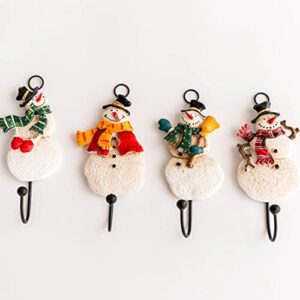 FOMIYES 4PCS Christmas Wall Hooks Snowman Coat Bath Towel Hanger Racks Hat Holders Hanging Door Key Holder Hooks for Bathroom Kitchen Decoration