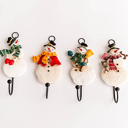 FOMIYES 4PCS Christmas Wall Hooks Snowman Coat Bath Towel Hanger Racks Hat Holders Hanging Door Key Holder Hooks for Bathroom Kitchen Decoration