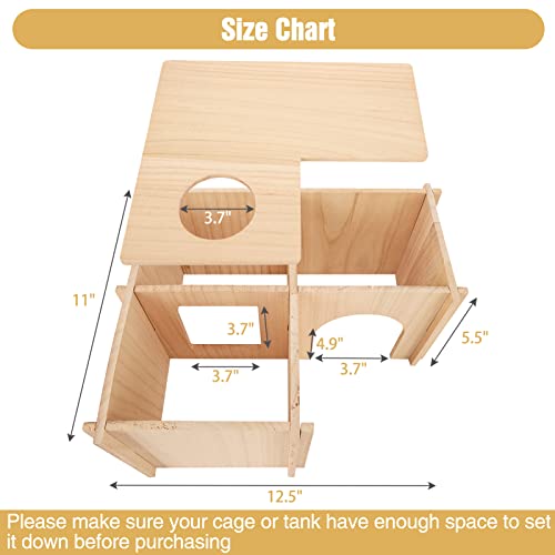 PAWCHIE Guinea Pig Hideout Hamster House with Multi-Rooms - Small Animals Pets Hideout Multi-Chamber Wooden Hut Habitats Decor Tunnel for Guinea Pigs, Hamsters, Chinchillas