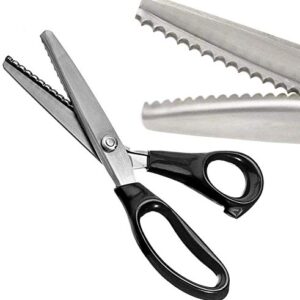 Serrated Scalloped Edge Pinking Shears, Multifunction Stainless Steel Shears Tailor Scissors, Professional Zig-Zag Cut Scissors, Sewing Craft Cut Paper Clothing Fabric for Home (3mm, Scalloped)