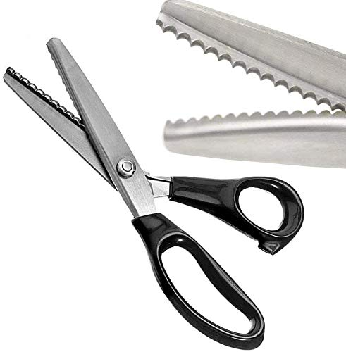 Serrated Scalloped Edge Pinking Shears, Multifunction Stainless Steel Shears Tailor Scissors, Professional Zig-Zag Cut Scissors, Sewing Craft Cut Paper Clothing Fabric for Home (3mm, Scalloped)