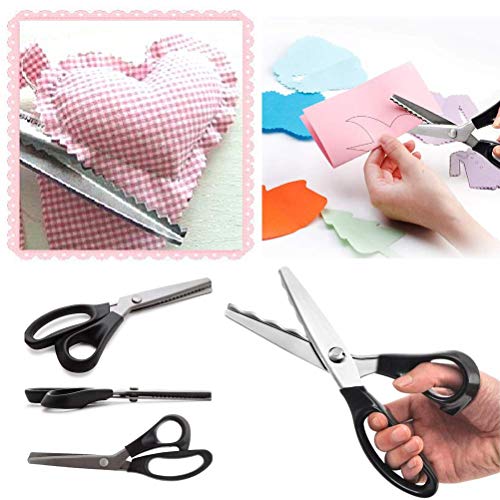 Serrated Scalloped Edge Pinking Shears, Multifunction Stainless Steel Shears Tailor Scissors, Professional Zig-Zag Cut Scissors, Sewing Craft Cut Paper Clothing Fabric for Home (3mm, Scalloped)