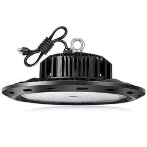 ufo led high bay light fixtures 150w,21000lm,5000k,led shop light ul 5' cable with us plug,commercial light for warehouse workshop garages gym area lighting