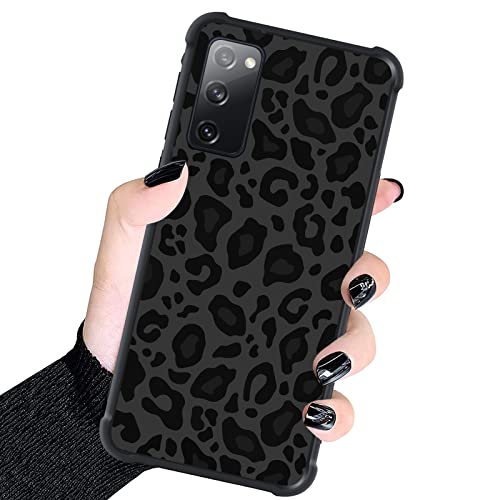 KANGHAR Case Compatible with Samsung Galaxy S20 FE,Black Leopard Design,Tire Texture Non-Slip +Shockproof Rugged TPU Protective Case for Samsung Galaxy S20 FE 6.5 Inch (2020) Leopard Pattern