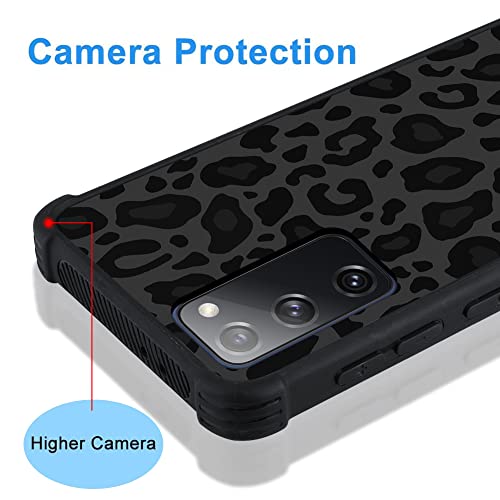 KANGHAR Case Compatible with Samsung Galaxy S20 FE,Black Leopard Design,Tire Texture Non-Slip +Shockproof Rugged TPU Protective Case for Samsung Galaxy S20 FE 6.5 Inch (2020) Leopard Pattern