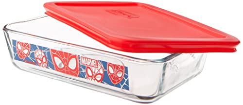 Pyrex 8-Pc Glass Food Storage Container Set, Includes (2) 4-Cup Round Glass Containers, (2) 3-Cup Rectangle Glass Containers, Meal Prep Containers with Lid, Disney's Marvel's Spider-Man