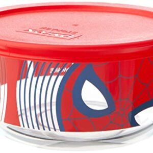 Pyrex 8-Pc Glass Food Storage Container Set, Includes (2) 4-Cup Round Glass Containers, (2) 3-Cup Rectangle Glass Containers, Meal Prep Containers with Lid, Disney's Marvel's Spider-Man