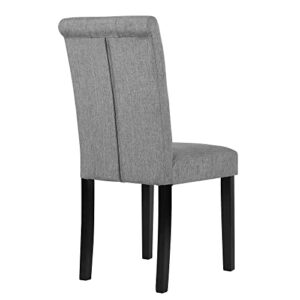 DAGONHIL Dining Chairs Set of 6 for Dining Room, Button Tufted Kitchen Chairs with Black Solid Wood Legs (Gray)