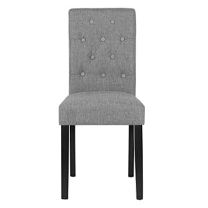 DAGONHIL Dining Chairs Set of 6 for Dining Room, Button Tufted Kitchen Chairs with Black Solid Wood Legs (Gray)