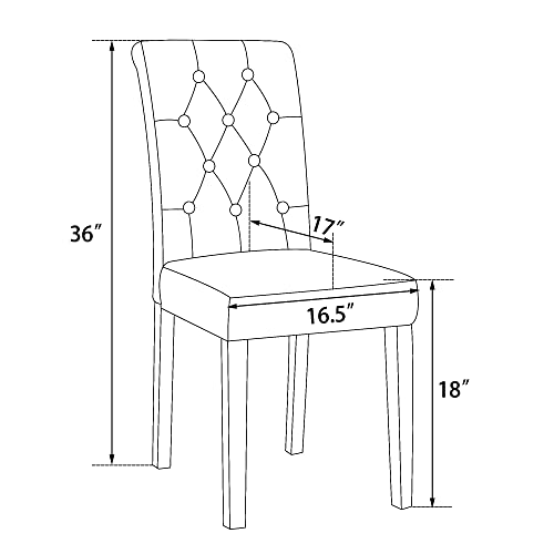 DAGONHIL Dining Chairs Set of 6 for Dining Room, Button Tufted Kitchen Chairs with Black Solid Wood Legs (Gray)