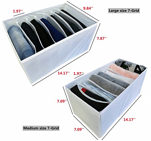 Abyme Clothes Organizer, Compartment Drawer Dividers for Clothes, Closet Organizers and Storage Box for Jeans/Tshirt/Legging/Towel/Pants/Scarf/Kids Clothes 7-Cell Clothes Drawer Storage Organizer 2pcs