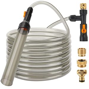 hygger bucket-free aquarium water change kit metal faucet connector fish tank vacuum siphon gravel cleaner with long hose 25ft drain & fill