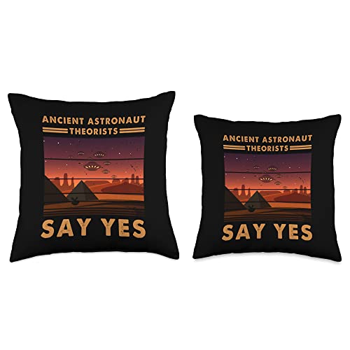 Alien Gifts For Men And Women Ancient Astronaut Theorists Say Yes UFO Alien Retro Sunset Throw Pillow, 16x16, Multicolor