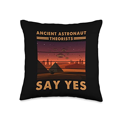 Alien Gifts For Men And Women Ancient Astronaut Theorists Say Yes UFO Alien Retro Sunset Throw Pillow, 16x16, Multicolor