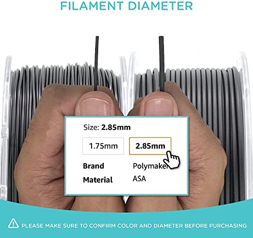 2.85mm ASA Filament 3mm Black ASA, 1kg Heat Resistant Weather Resistant ASA 2.85 - Polymaker PolyLite ASA 3D Printer Filament Black, Print with 2.85mm Openning 3D Printers Only