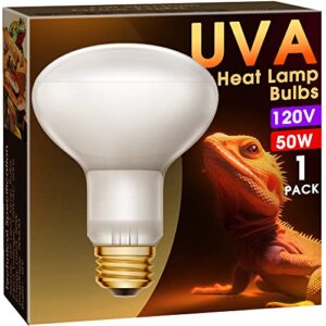 briignite heat lamp bulbs, uva reptile light, reptile heat lamp bulbs e26 base, 50w basking spot bulb for reptile, full spectrum heat light bulb for turtle lizard tank, bearded dragon, 1 pack