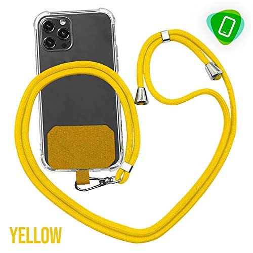 CoGear - Universal Phone Lanyard Patch, Nylon Patch Phone Lanyard, Crossbody Nylon Patch Phone Lanyards (Yellow, 1 Pcs)