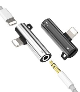 lightning to 3.5mm headphone adapter(2pack) compatible for iphone splitter audio apple dongle jack aux adaptador para earphone 2 in 1 earbud and charge charger 13 12 11 pro max mini xs se 7 x 8 plus