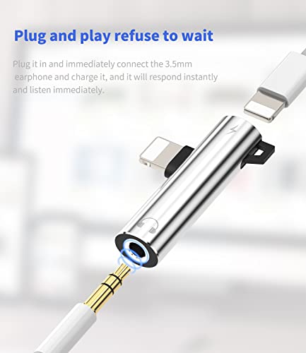 Lightning to 3.5mm Headphone Adapter(2pack) Compatible for iPhone Splitter Audio Apple Dongle Jack AUX Adaptador para Earphone 2 in 1 Earbud and Charge Charger 13 12 11 Pro Max Mini XS SE 7 X 8 Plus