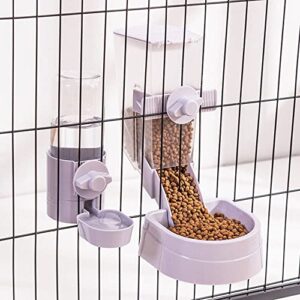 wuiun rabbit water feeder, pet cage suspended water dispenser, hanging automatic small animal water bottle bowl for bunny cat(2pcs,purple)