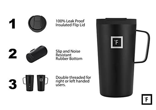 IRON °FLASK Grip Coffee Mug 2.0-24 Oz, Leak Proof, Vacuum Insulated Stainless Steel Bottle, Double Walled, Thermo Travel, Hot Cold, Water Metal Canteen - Cotton Candy