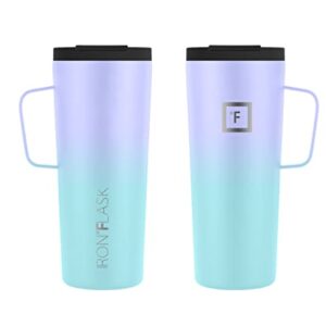 IRON °FLASK Grip Coffee Mug 2.0-24 Oz, Leak Proof, Vacuum Insulated Stainless Steel Bottle, Double Walled, Thermo Travel, Hot Cold, Water Metal Canteen - Cotton Candy