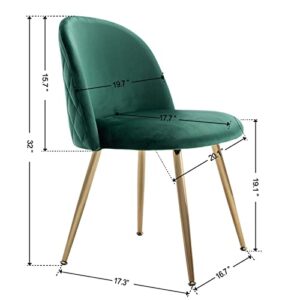 ZHENGHAO Modern Velvet Dining Chairs Set of 8, Tufted Accent Upholstered Chairs Wingback Armless Side Chair with Gold Legs for Living Room Bedroom Kitchen Vanity (Emerald Green)