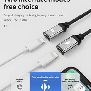 Headphone Adapter for iPhone Dual Lightning(2pack) Adaptador para Apple Splitter Audio and Charge Cord Charger Earphone 2 in 1 Dongle Jack Earbud Cable Phone 13 12 11 Pro Max Mini Xs Se 7 X Xr 8 Plus